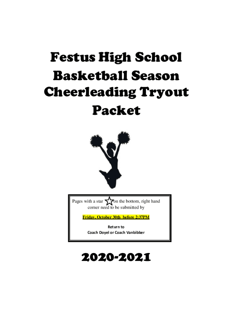 Fillable Online Festus High School Basketball Season Cheerleading ...