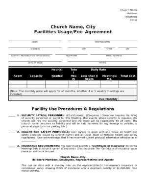 Policy for Use of Church Property and Facilities Doc Template | pdfFiller