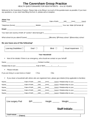 6-16 Registration - The Caversham Group Practice Doc Template | pdfFiller