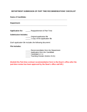 Department Review of Part-time Checklist Doc Template | pdfFiller
