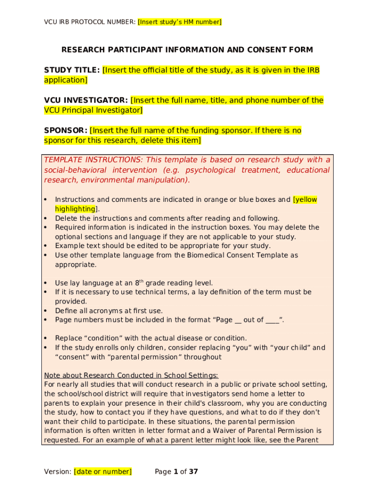 Expedited or full board online survey consent template - research vcu ...