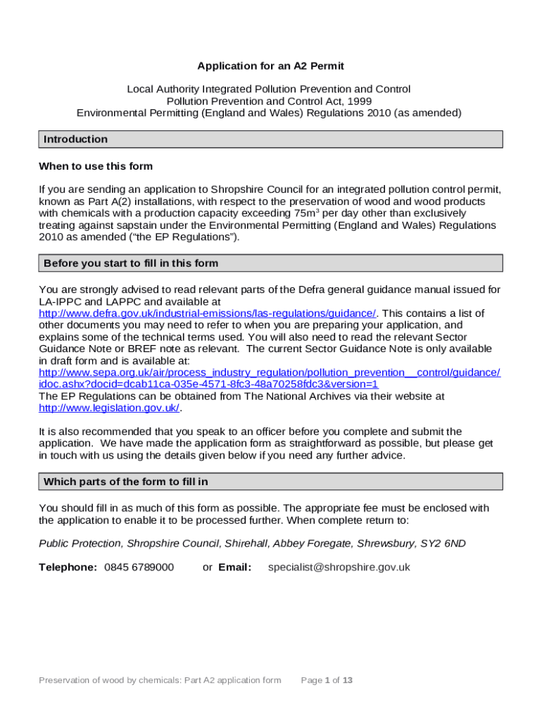 Application for an A2 Permit - Sheffield City Council Doc Template | pdfFiller