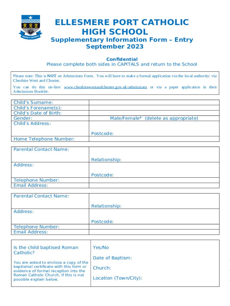 Supplementary ination Cheshire West and Chester ... Doc Template | pdfFiller