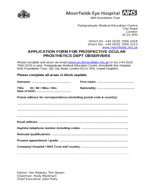 application for prospective ocular prosthetics dept ... Doc Template ...