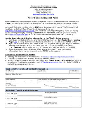 Record Search Request - Higher Education Doc Template | pdfFiller