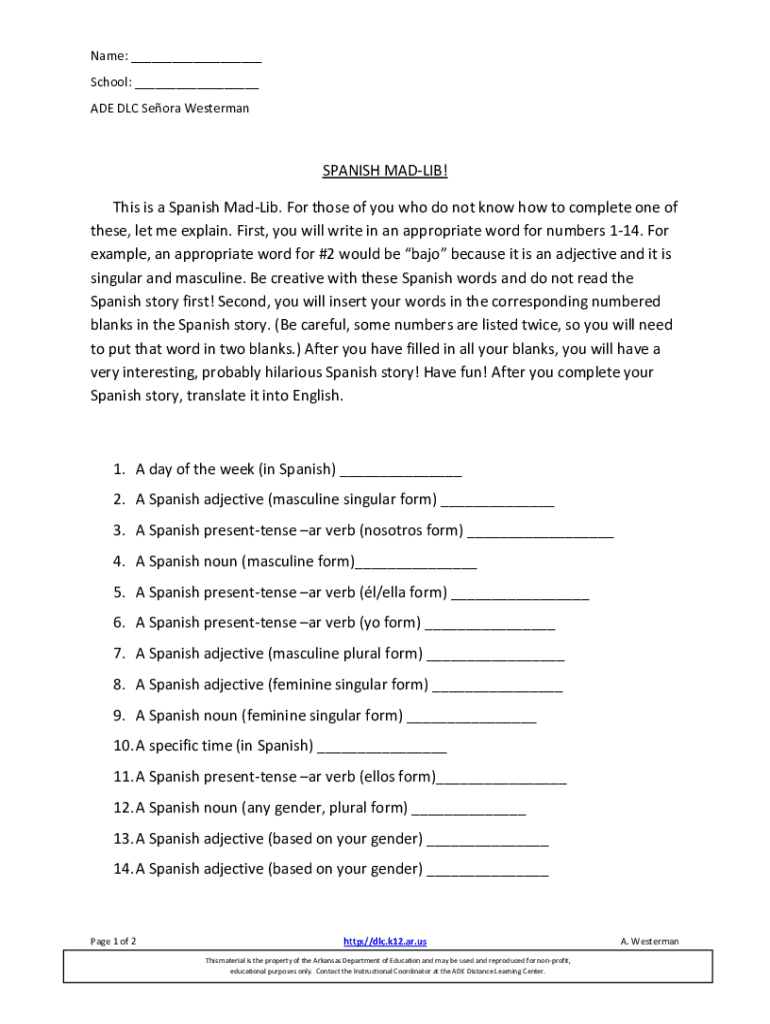 Fillable Online Mad Libs are fill in the blank stories. Just use the ...