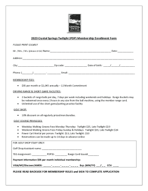 Fillable Online 2023 Crystal Springs Twilight (PDP) Membership ...
