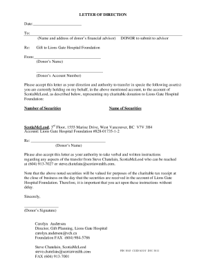 Fillable Online LETTER OF DIRECTION Fax Email Print - pdfFiller