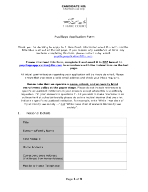Pupillage Application 2014 - 1 Hare Court Doc Template | pdfFiller