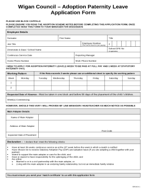 Adoption Paternity Leave Application - Wigan Council Doc Template ...