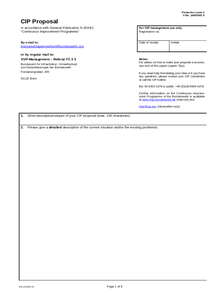 CIP Proposal - Bundeswehr Doc Template | pdfFiller
