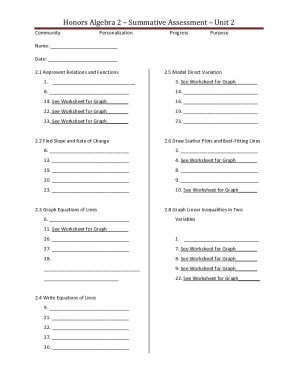 Fillable Online Math II Honors-Unit 2-Quadratic Functions Unit Calendar ...