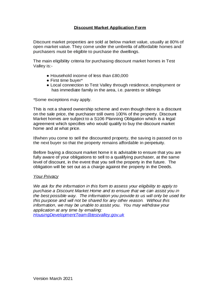 Discount Market Sales Application Doc Template | pdfFiller