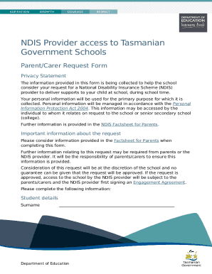 Parent Request NDIS Provider Access to Tasmanian Government schools Doc ...