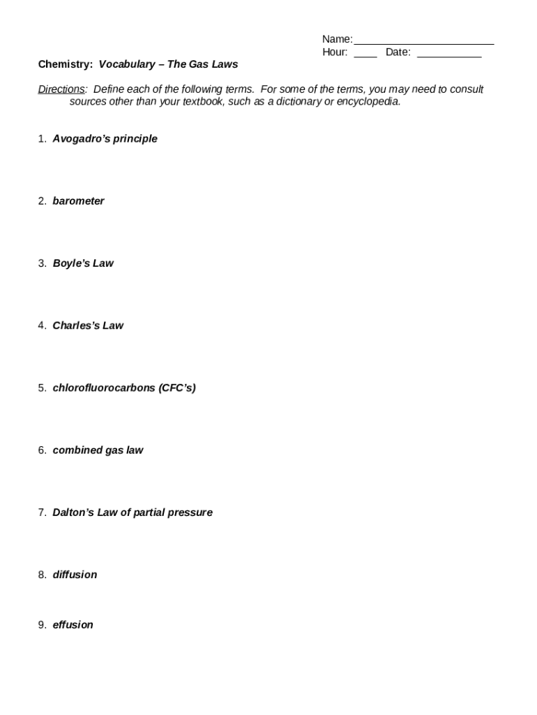 Chemical reactions review sheet Doc Template | pdfFiller