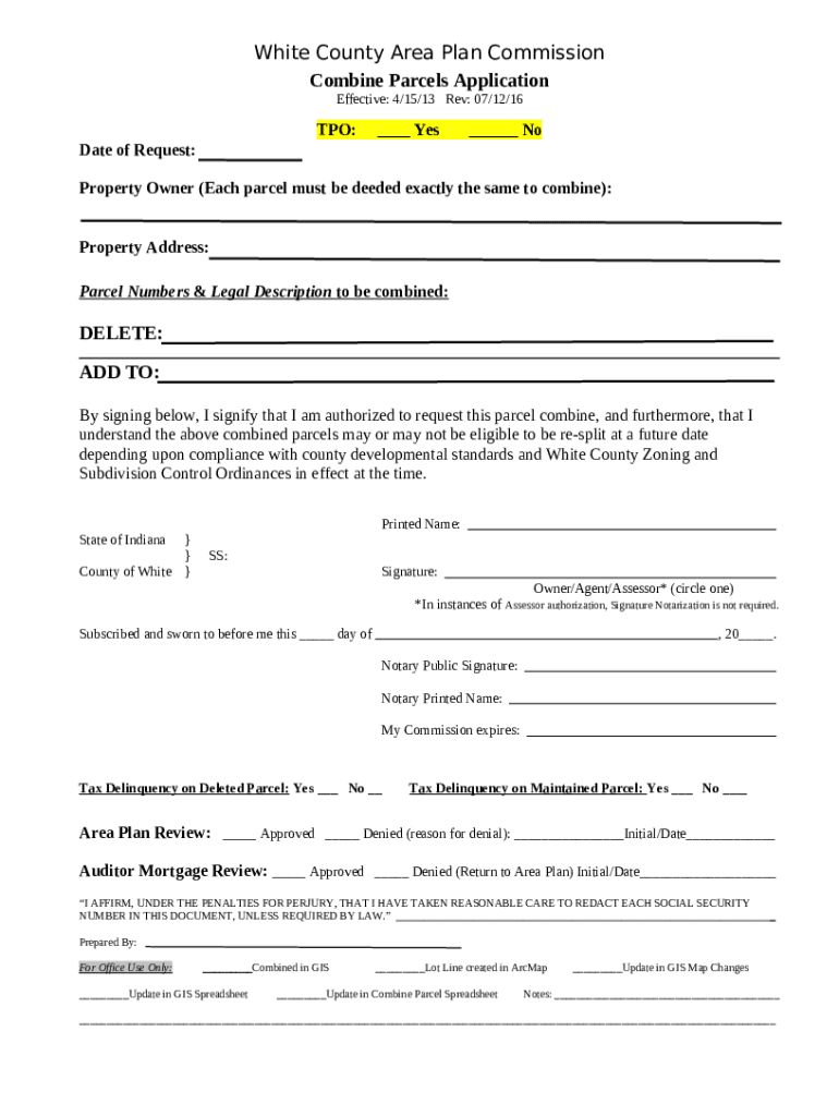 White County Area Plan Commission - IN.gov Doc Template | pdfFiller