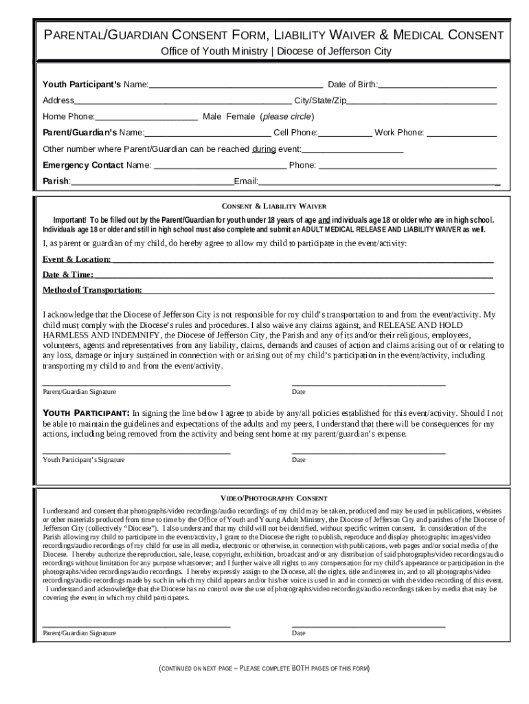 Parental/Guardian Consent and Liability Waiver Child's ... Doc Template ...