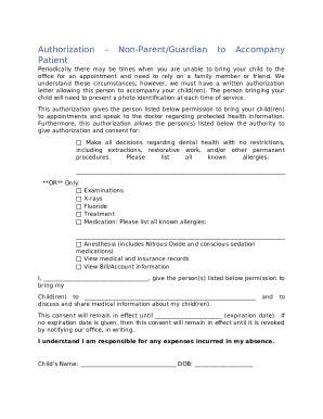 AUTHORIZATION AGREEMENT FOR NONPARENT ... Doc Template | pdfFiller