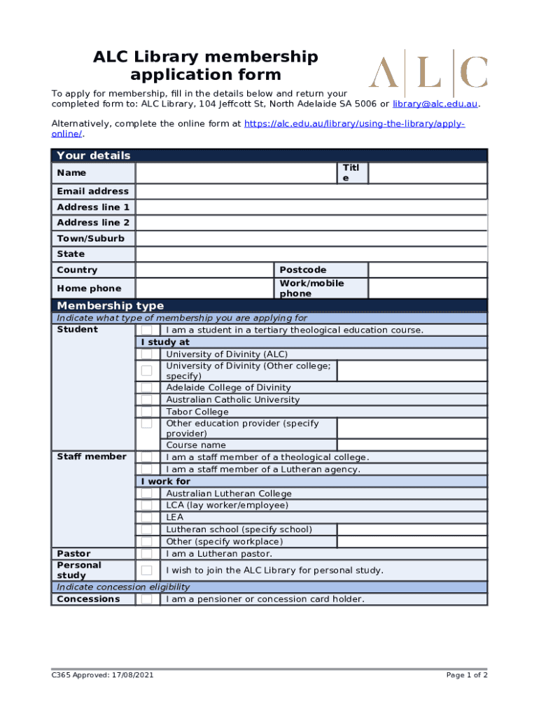 Library membership application . Library membership application (also available as online ...