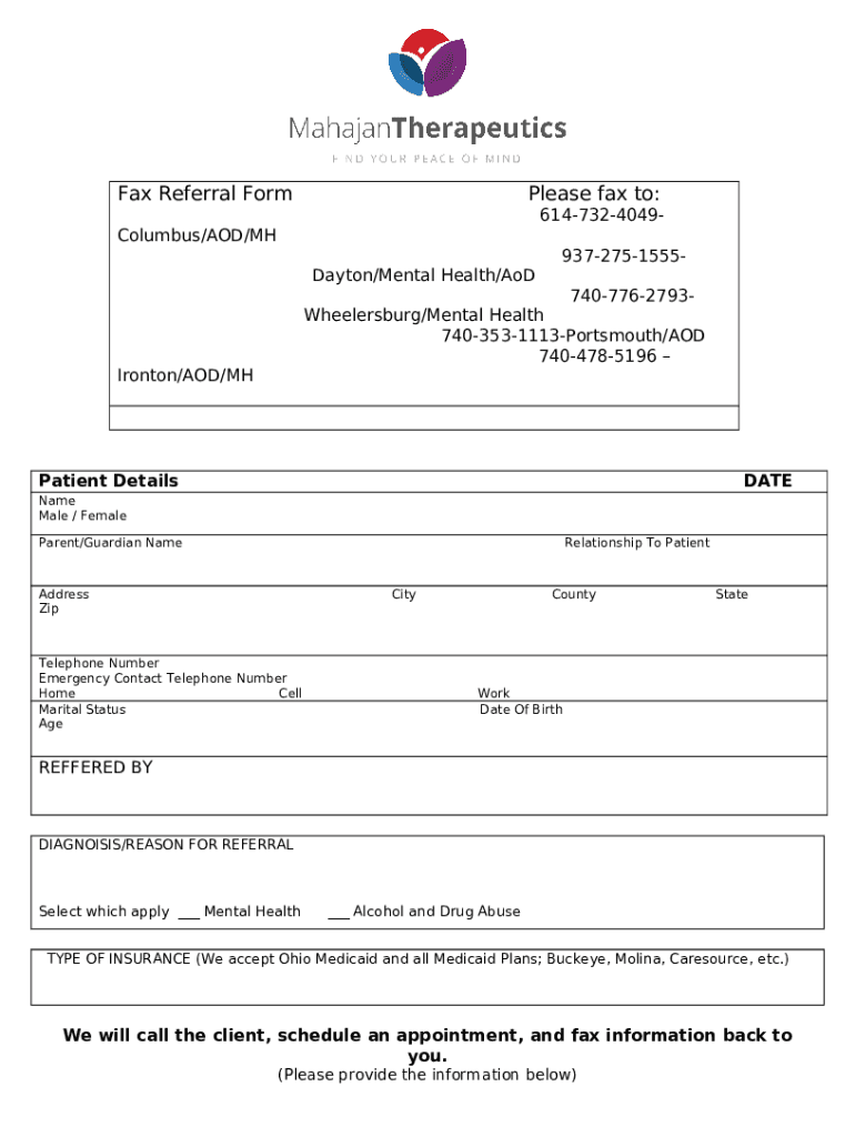 Mental Health Referral - Niagara Region, Ontario Doc Template | pdfFiller