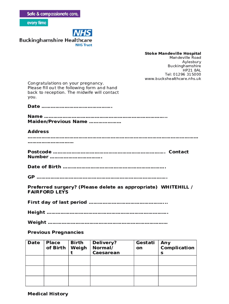Self-Registration for Maternity Care - Buckinghamshire ... Doc Template ...