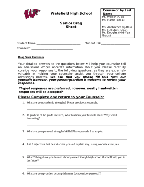 Senior Brag Sheet Doc Template | pdfFiller