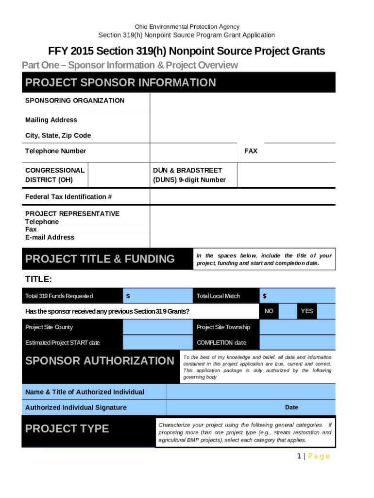 Part Two: Section 319 Grant Project Work Plan - Ohio EPA - epa ohio Doc Template | pdfFiller