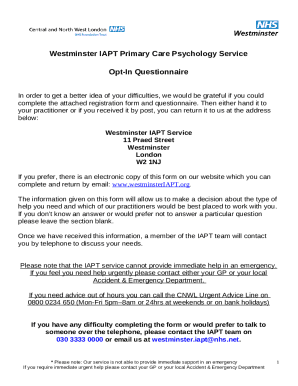 Psychological Wellbeing Service (IAPT)Self-Referral Doc Template ...