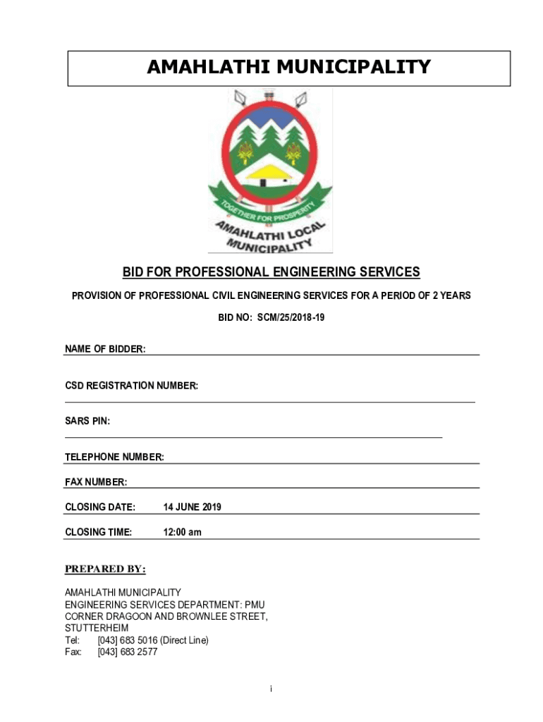 Fillable Online CIDB Professional Services - Amahlathi Local Municipality Fax Email Print ...