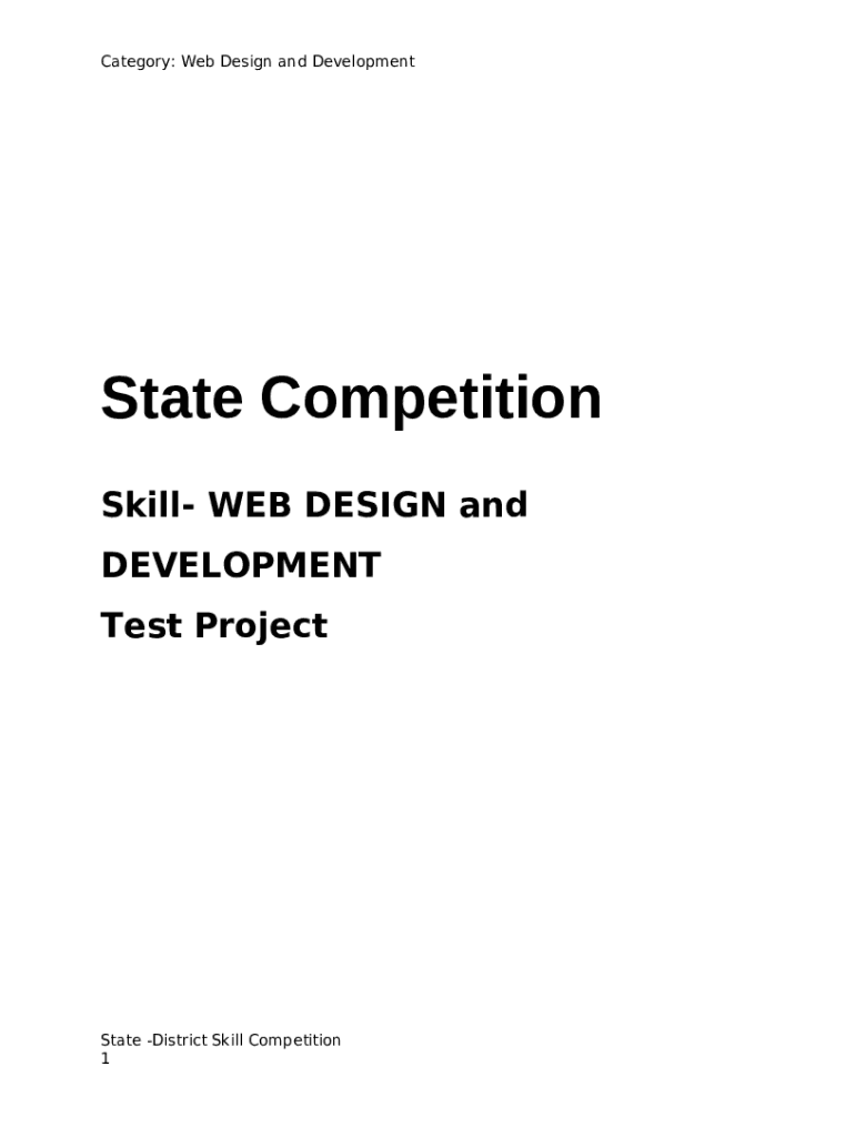 Web Design and Development - Sample Test Project Doc Template | pdfFiller
