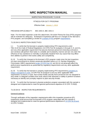 NRC INSPECTION MANUALNSIR/DSO Doc Template | pdfFiller