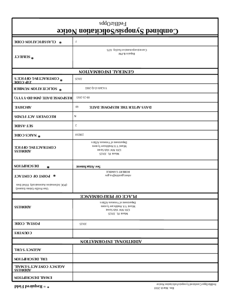 The solicitation number is VA248-15-Q-2065 and is issued as a Request ...