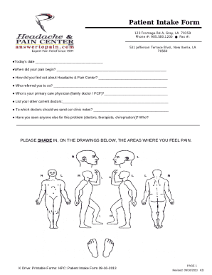 210 FAMILY CHIROPRACTIC CENTER New Patient Intake ... Doc Template ...