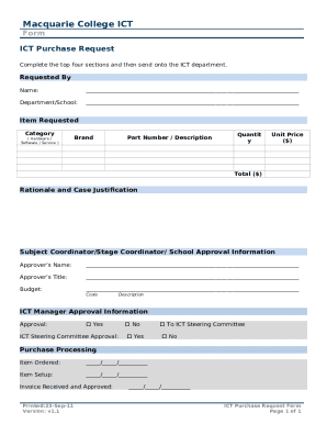 ICT Purchase Request Doc Template | pdfFiller
