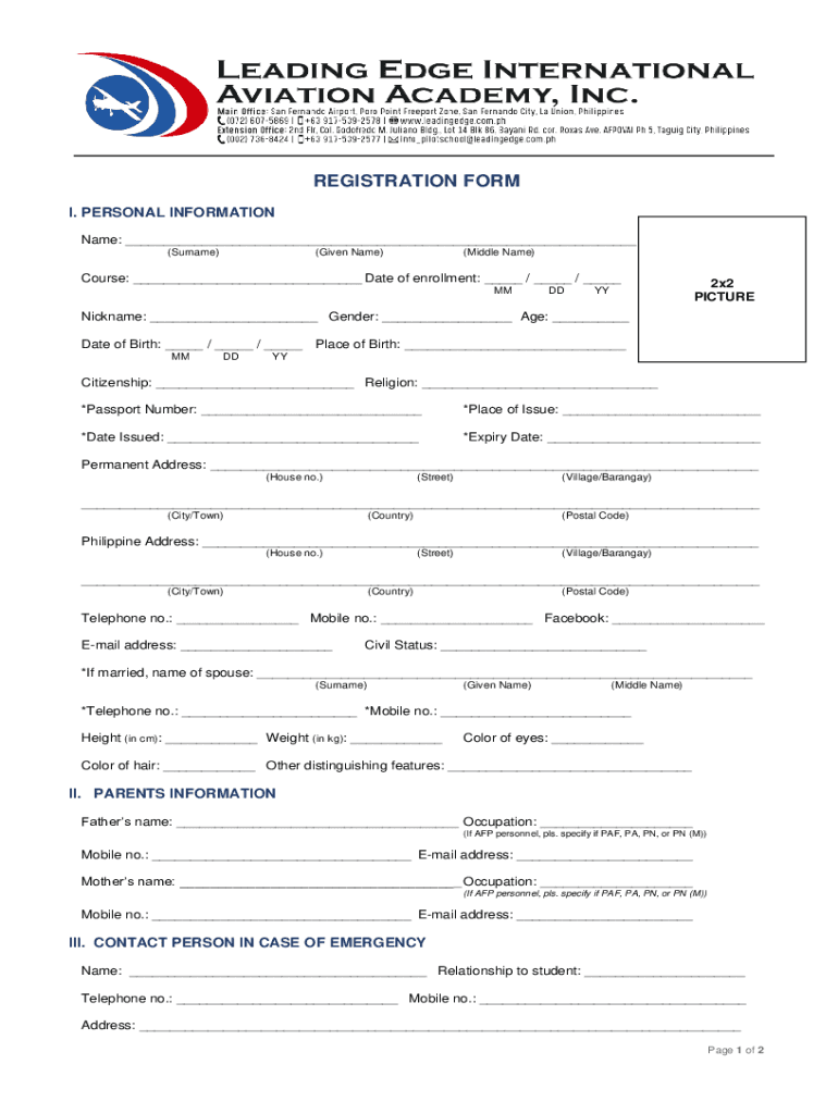 Fillable Online FAMILY REGISTRATION FORMat Square One Fax Email Print ...