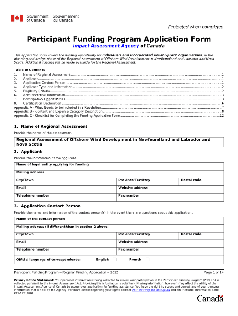 Application for the Planning Phase - Canada.ca Doc Template | pdfFiller
