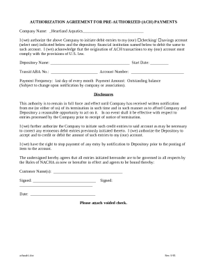 AUTHORIZATION AGREEMENT FOR PRE ... - TeamUnify Doc Template | pdfFiller
