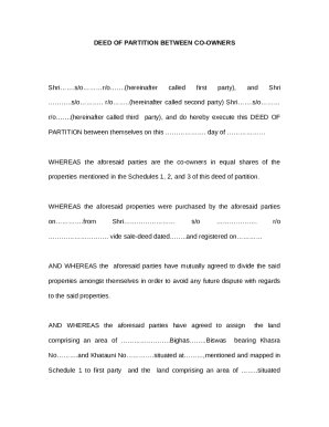 Deed of partition between two tenants in commonAgreements Doc Template ...
