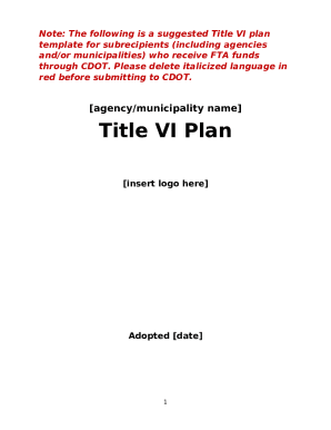 title vi plan template for local public agencies Doc Template | pdfFiller