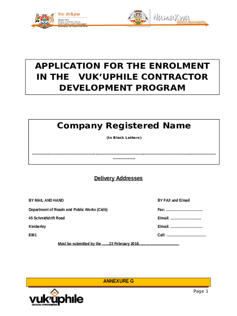 Northern Cape Department: Roads and Public Works Doc Template | pdfFiller