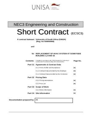 NEC3 Engineering & Construction Short Contract Doc Template | pdfFiller