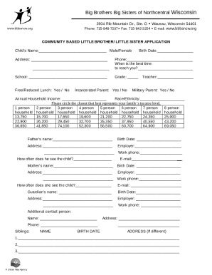 Little Brother Little Sister Application - Youth HQ Doc Template ...
