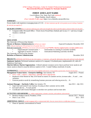 utsa college of business sample resume template - business utsa Doc ...