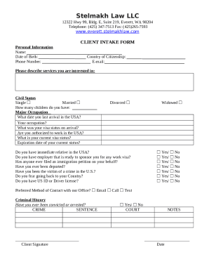 RELATIVE IMMIGRATION CLIENT INTAKE Today's date: Part ... Doc Template ...