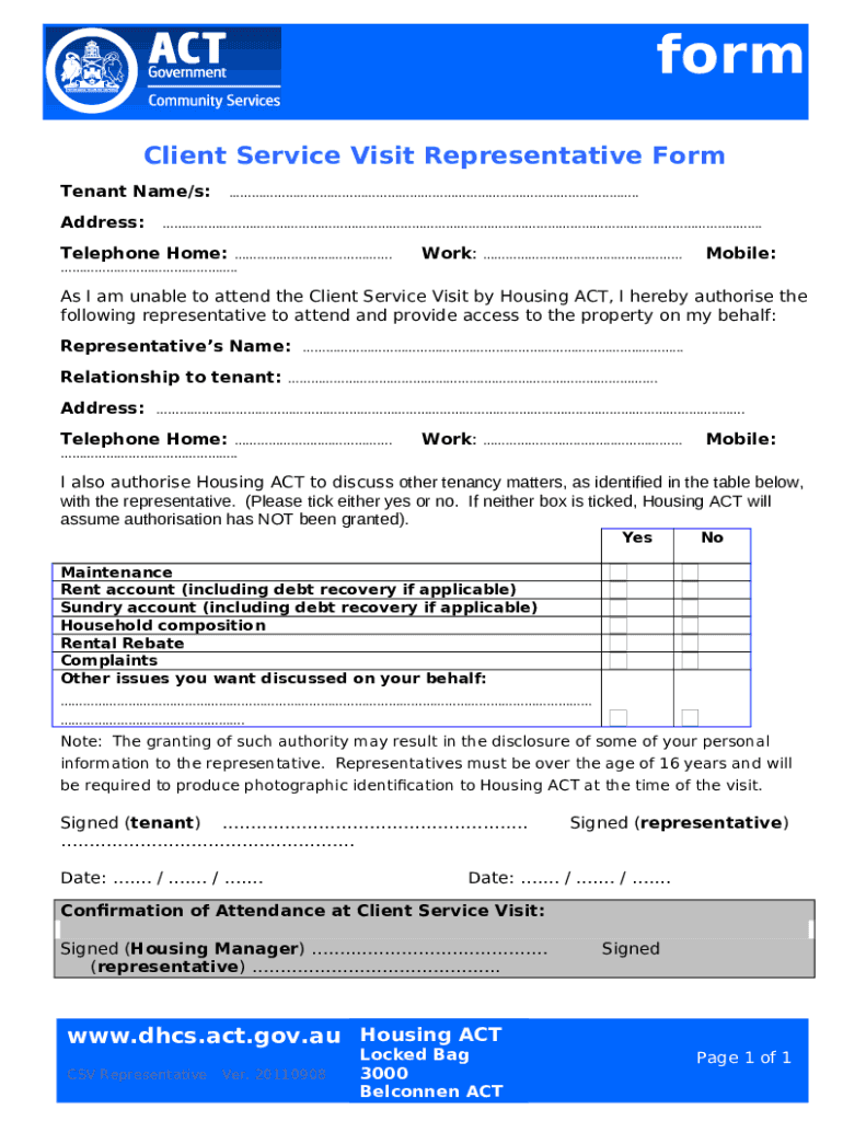Client Service Visit Representative Doc Template | pdfFiller