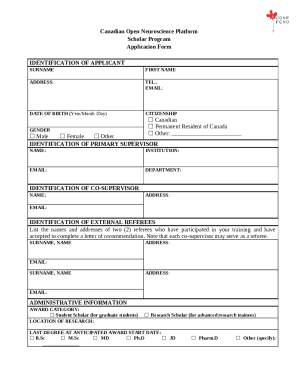 Scholar Program Application (English Word Doc) Doc Template | pdfFiller