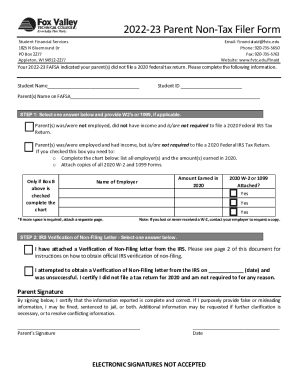 Fillable Online 2021-22 Dependent Student Non-Tax Filer Form Fax Email Print - pdfFiller