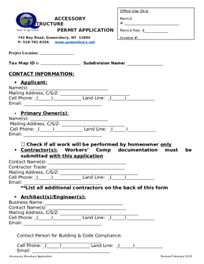 Accessory Structure Permit Application - Town of Queensbury Doc ...