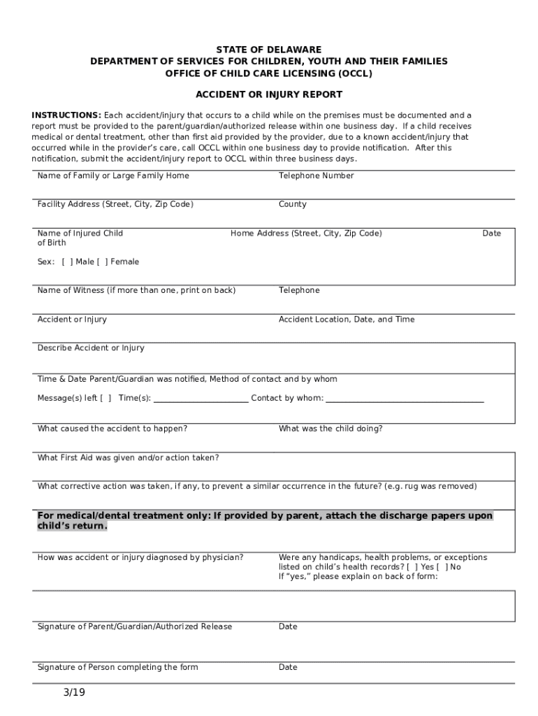 Child Care Incident, Accident, Injury, and Death Reporting Doc Template ...
