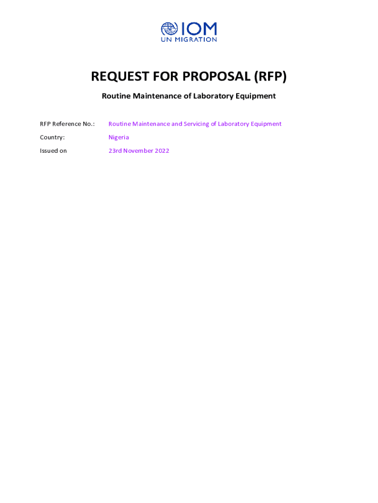 Fillable Online nigeria iom Request for Proposal: Laboratory Equipment ...